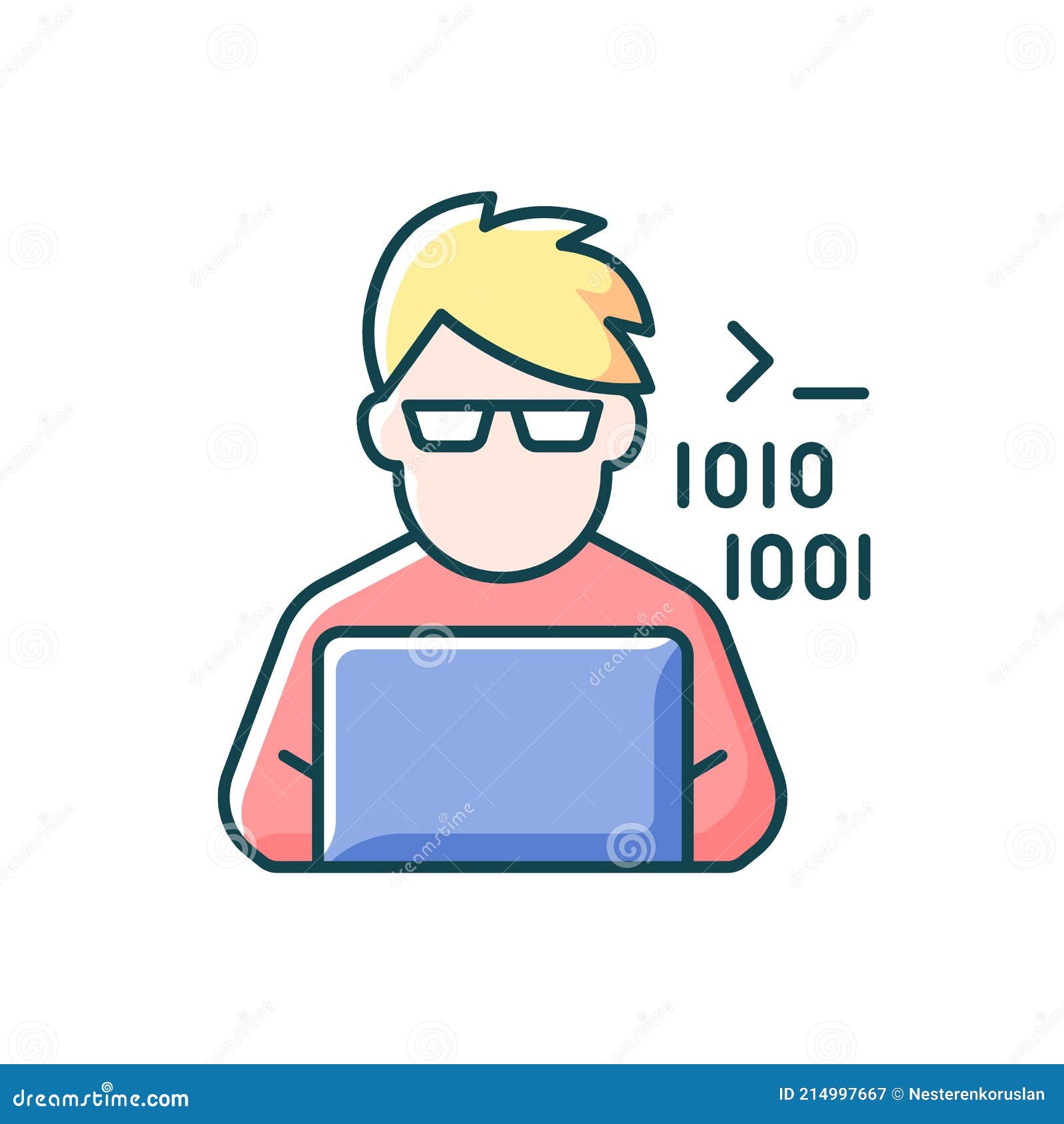 Programmer Computer Expert Rgb Color Icon Stock Vector Illustration