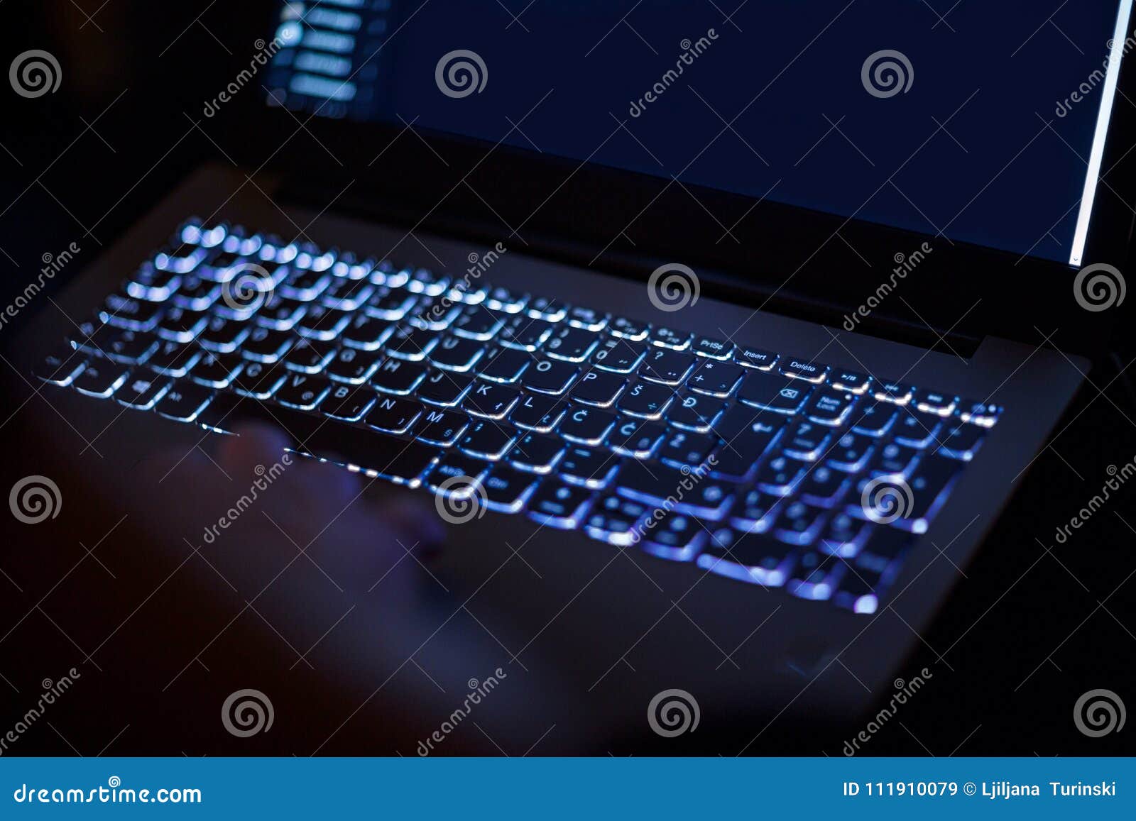 Programmer Or Computer Hacker Typing Code On Laptop Keyboard Stock Image Image Of Internet