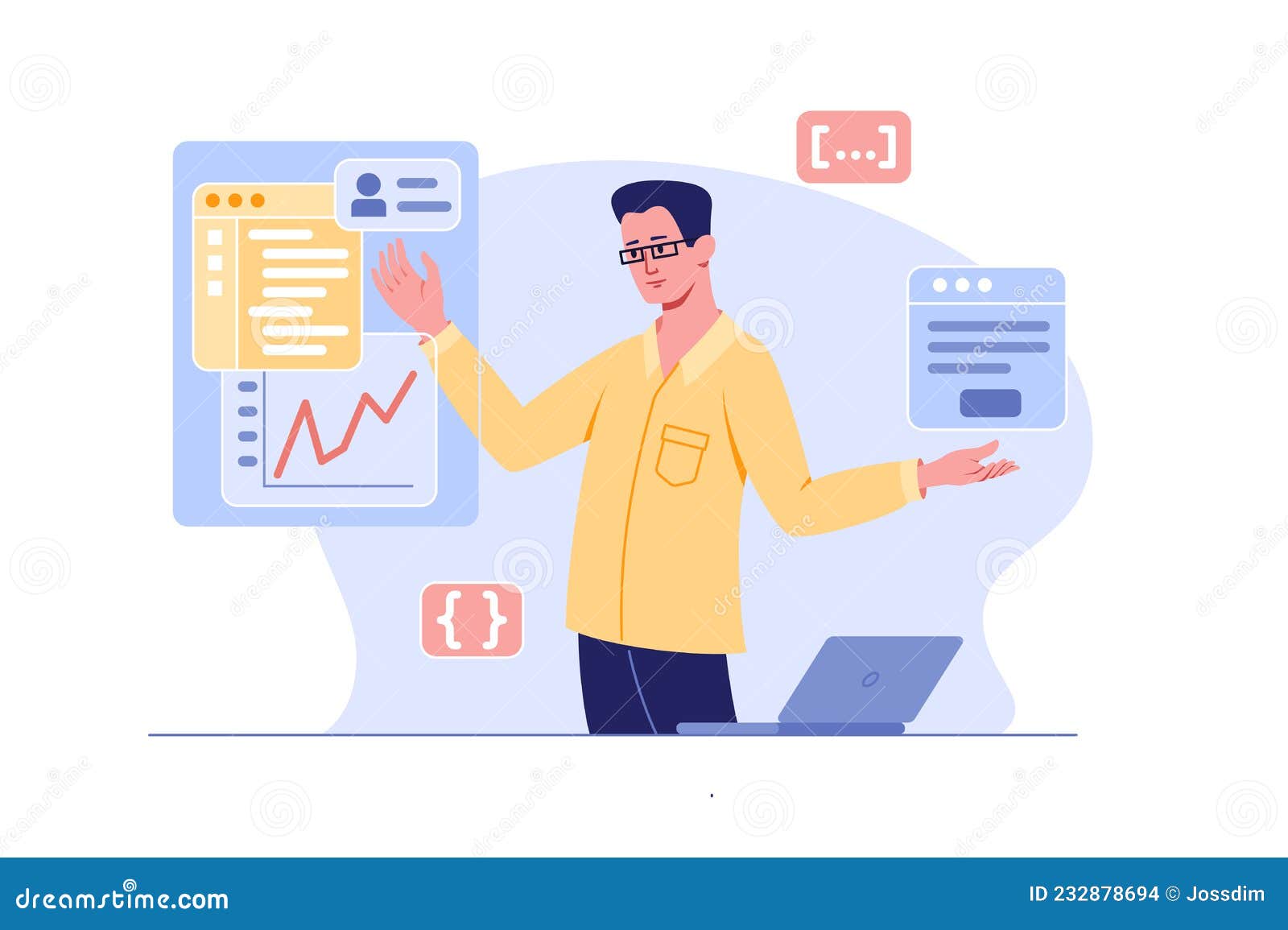 Programmer Concentrated at Working Project Stock Vector - Illustration ... Programmer Concentrated at Working Project Stock Vector - Illustration ...