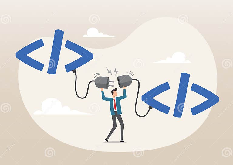 Programmer Connect Socket between Coding Program Stock Illustration ... Programmer Connect Socket between Coding Program Stock Illustration ...