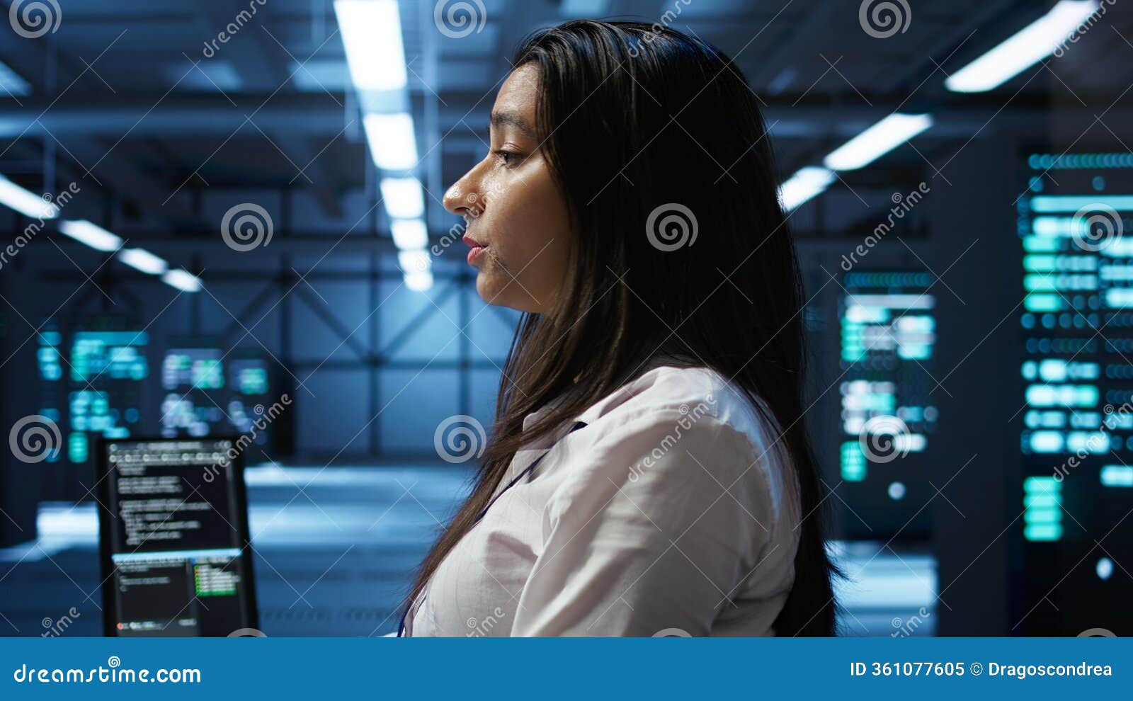 Programmer In Data Center Typing On Computer Keyboard Stock Image Image Of Working Computer