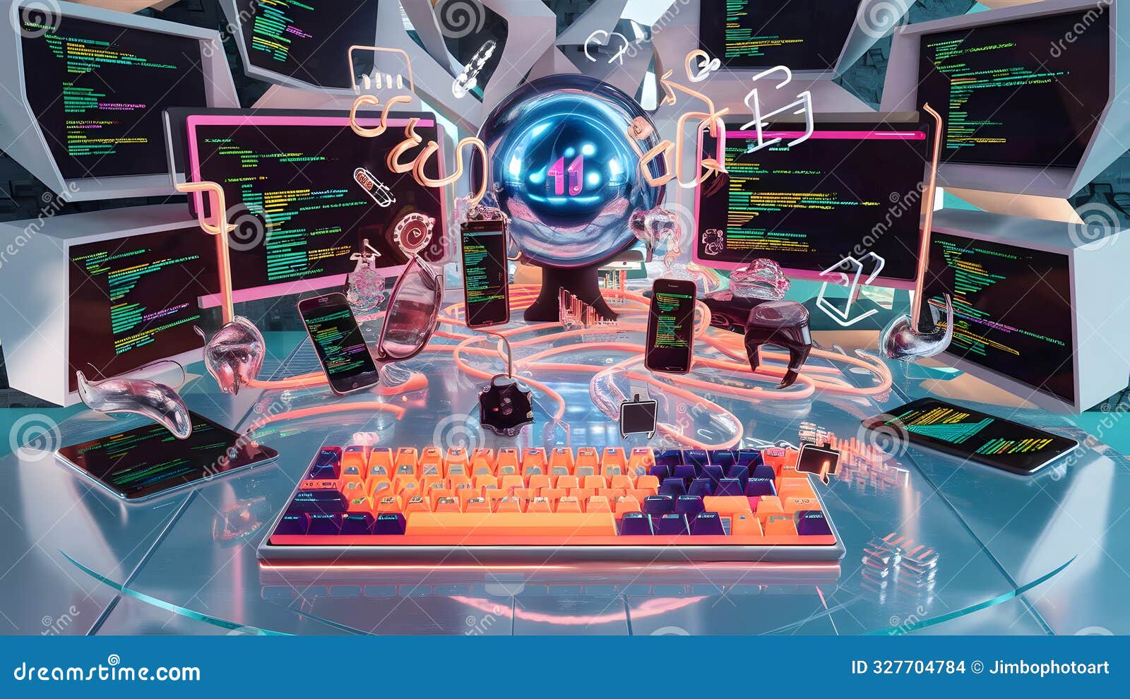 Programmer Day Amazing And Dynamic Composition Of Programming Related Icons Stock Illustration