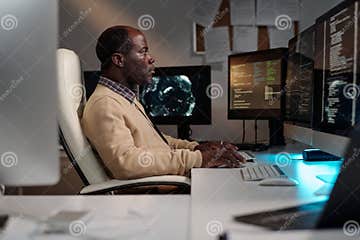 Programmer Decoding Data on Screen Stock Photo - Image of adult ...