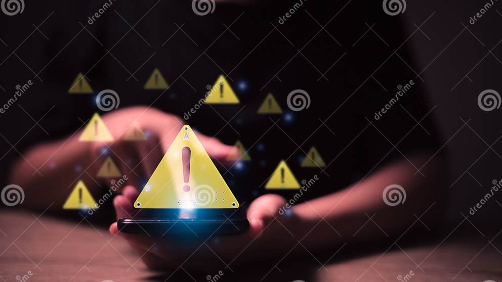 Programmer Developer Using Computer Tablet With Triangle Caution