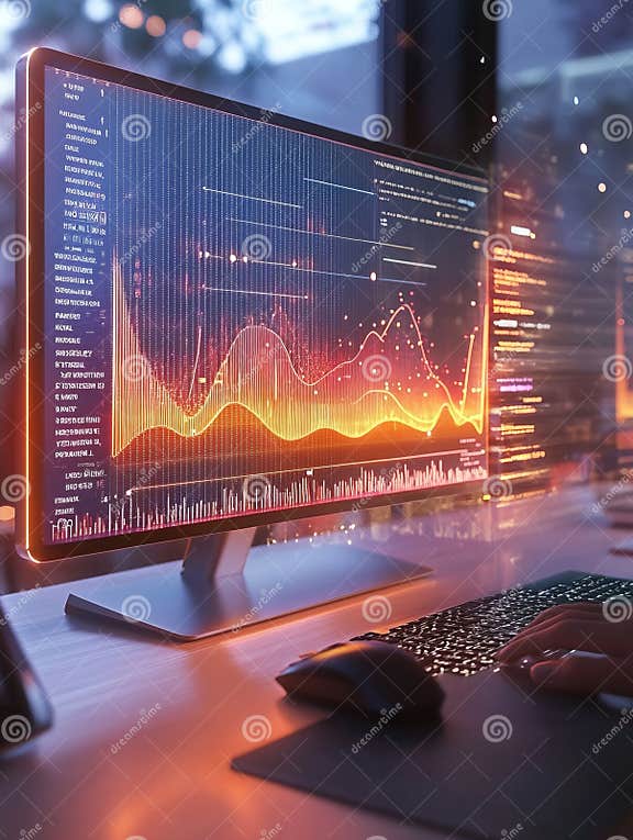 Programmer Developing Innovative Software with Complex Soundwave Analysis on Computer Screen ...
