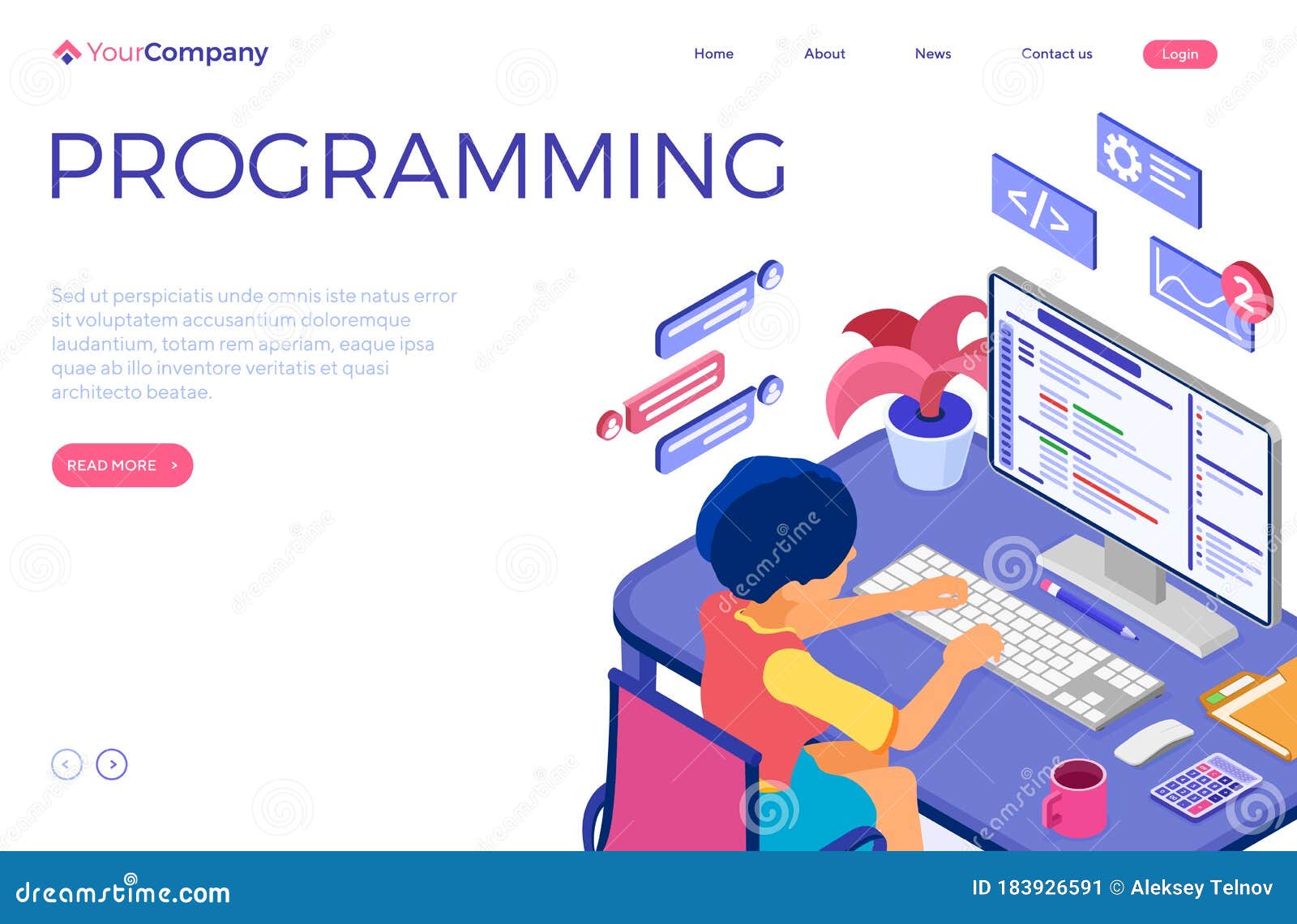 Programmer Developing Program Stock Vector Illustration Of Desktop Developer 183926591