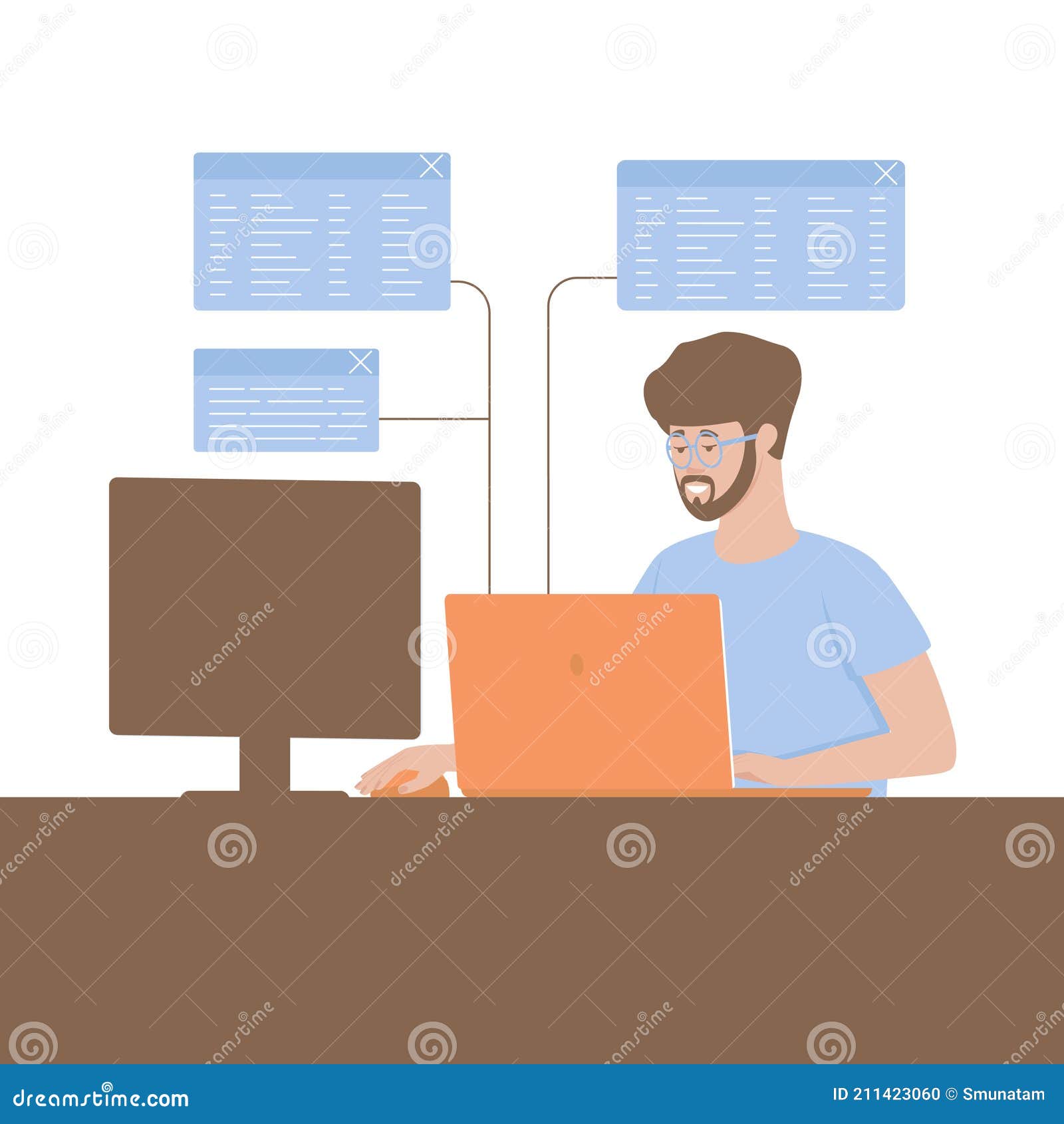 The Programmer Develops Algorithms and Computer Programs Stock ...