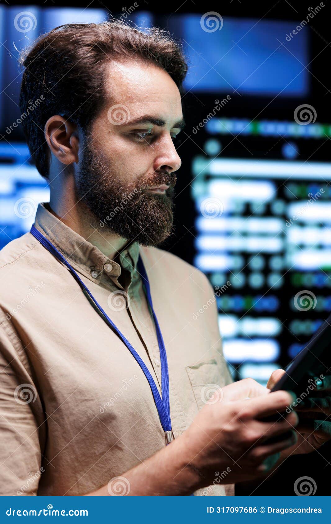 Programmer Does Server Examination Stock Photo - Image of computing, tablet: 317097686