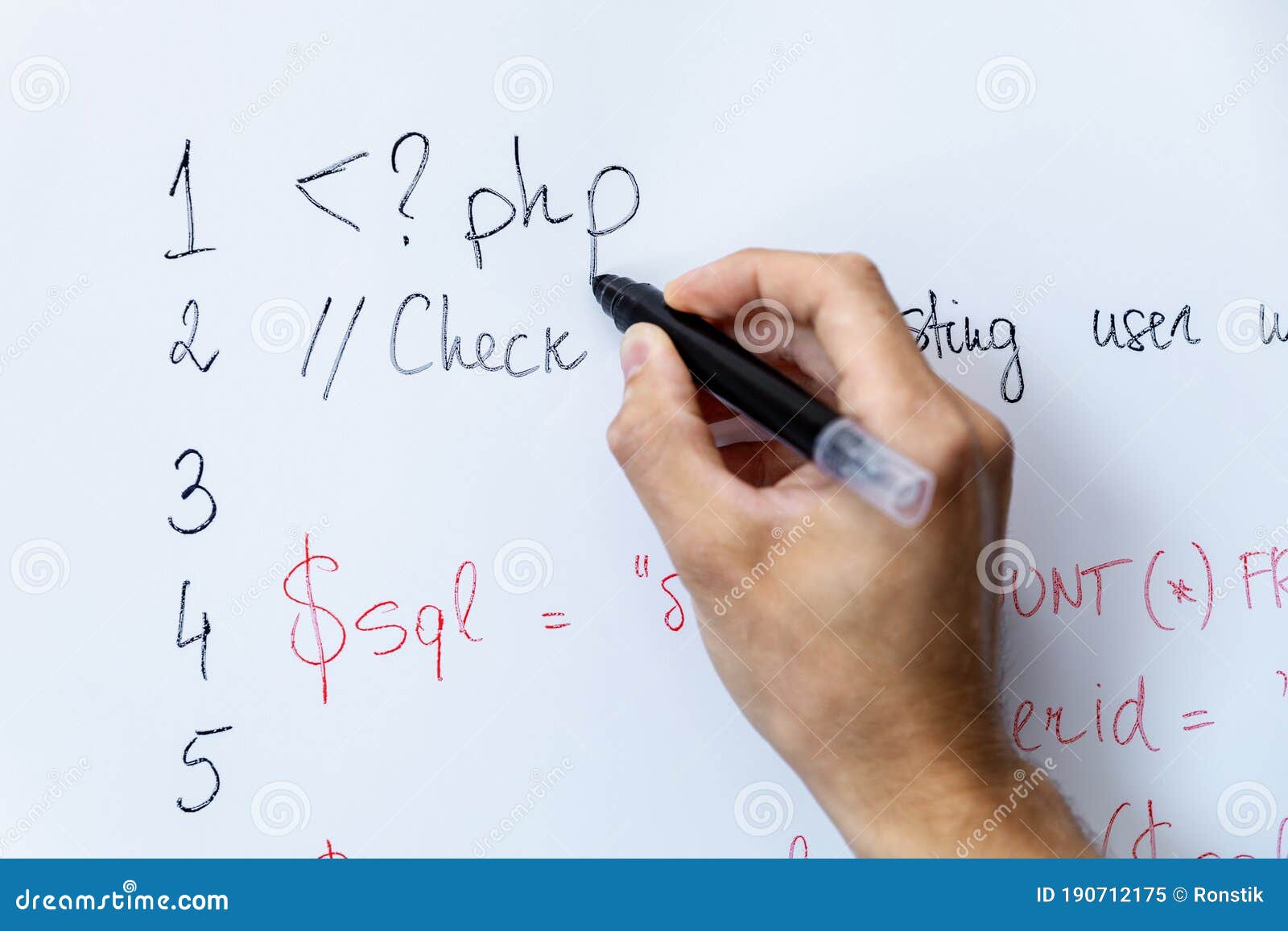 Programmer Education And Web Development Hand With Marker Writing Php Programming Code On