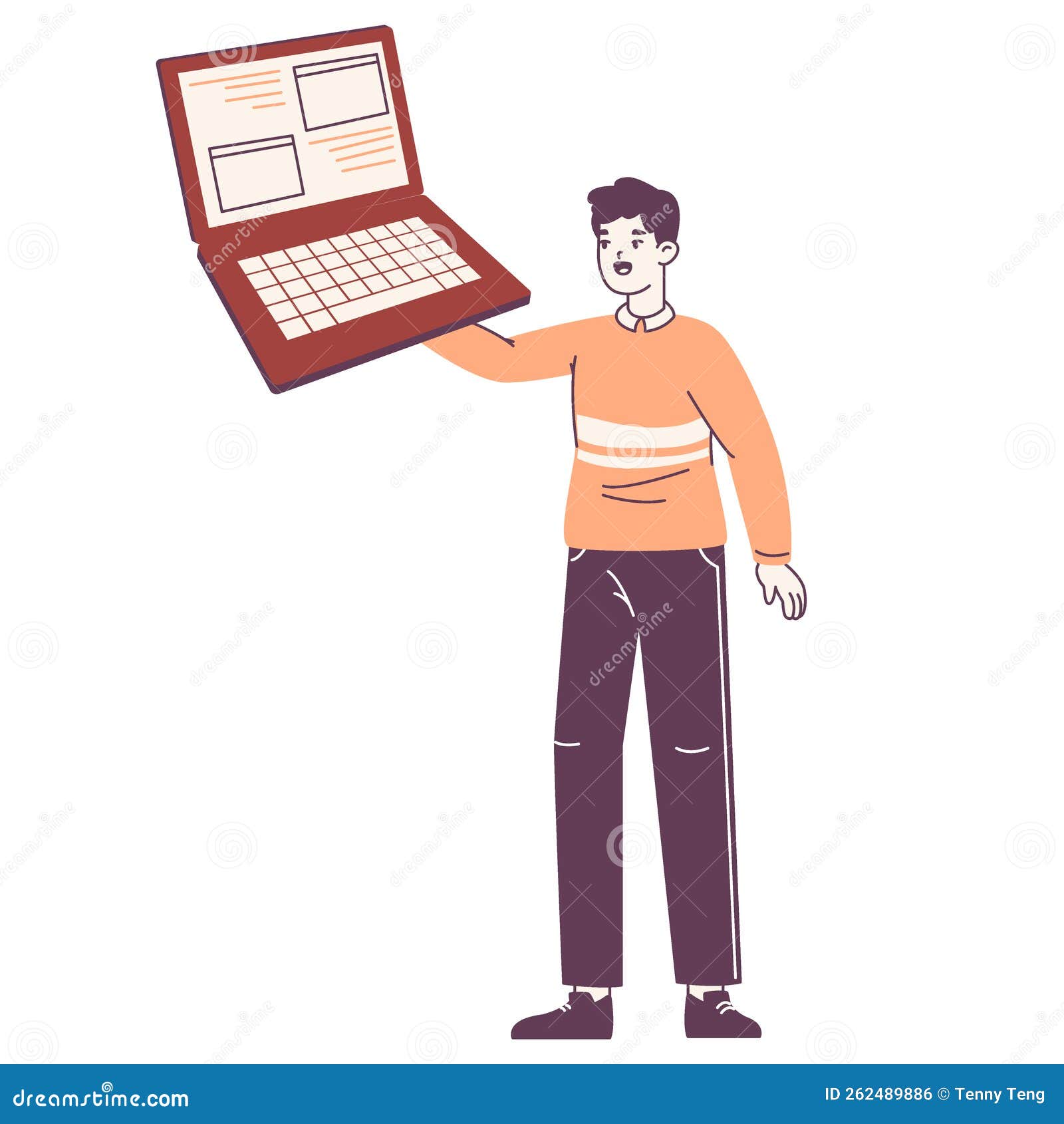 Programmer, it Engineer Holding Huge Laptop. Professional Coder, Tiny Office Worker Carrying Big ...