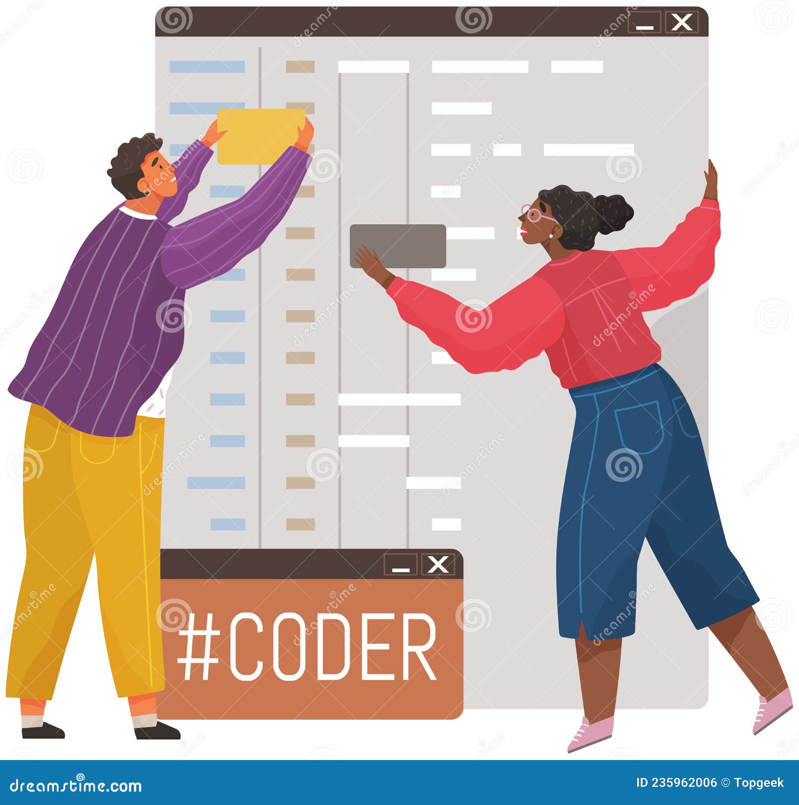Programmer Engineering and Coding. Set of Programmers Working on Web Development on Computers ...