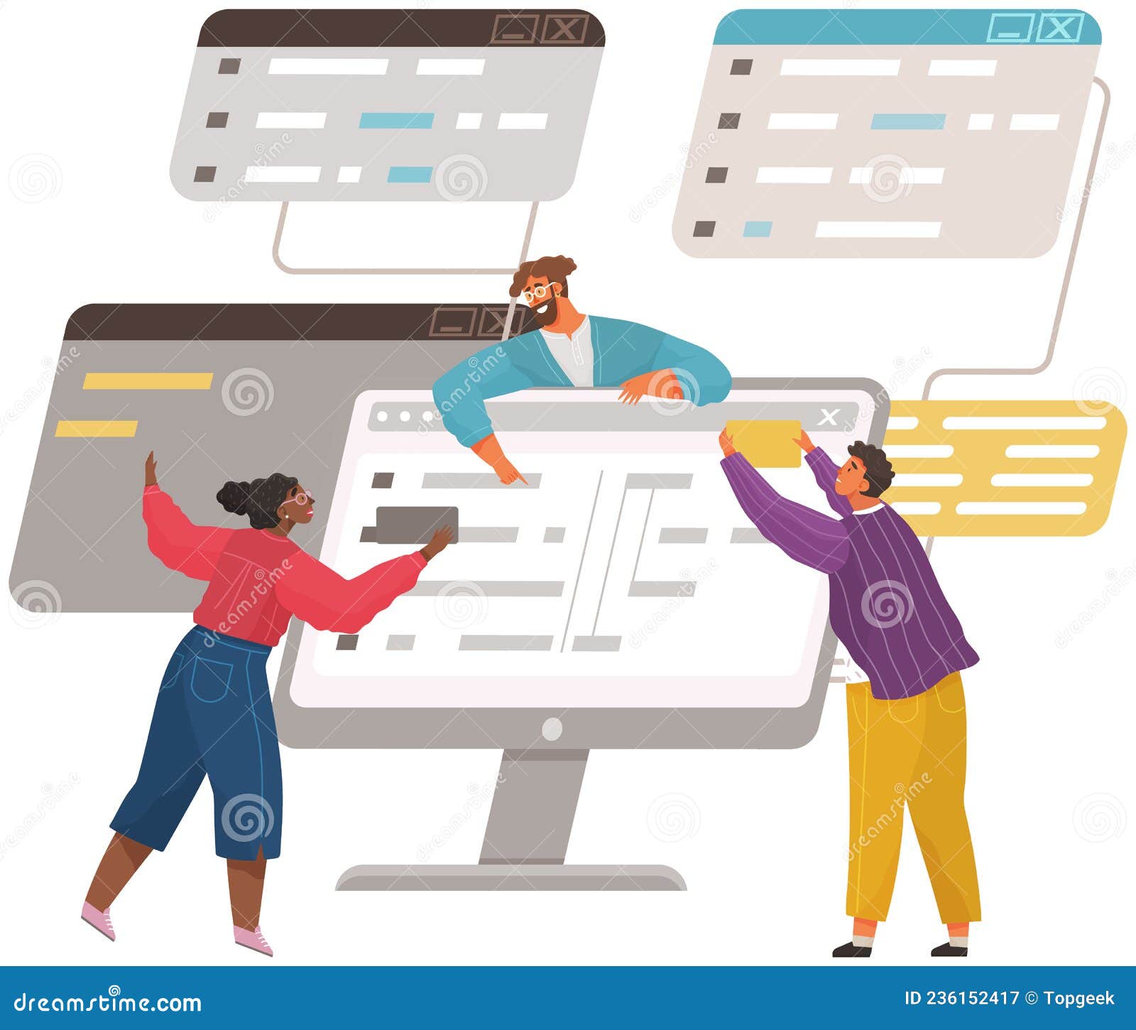 Programmer Engineering and Coding. Set of Programmers Working on Web Development on Computers ...