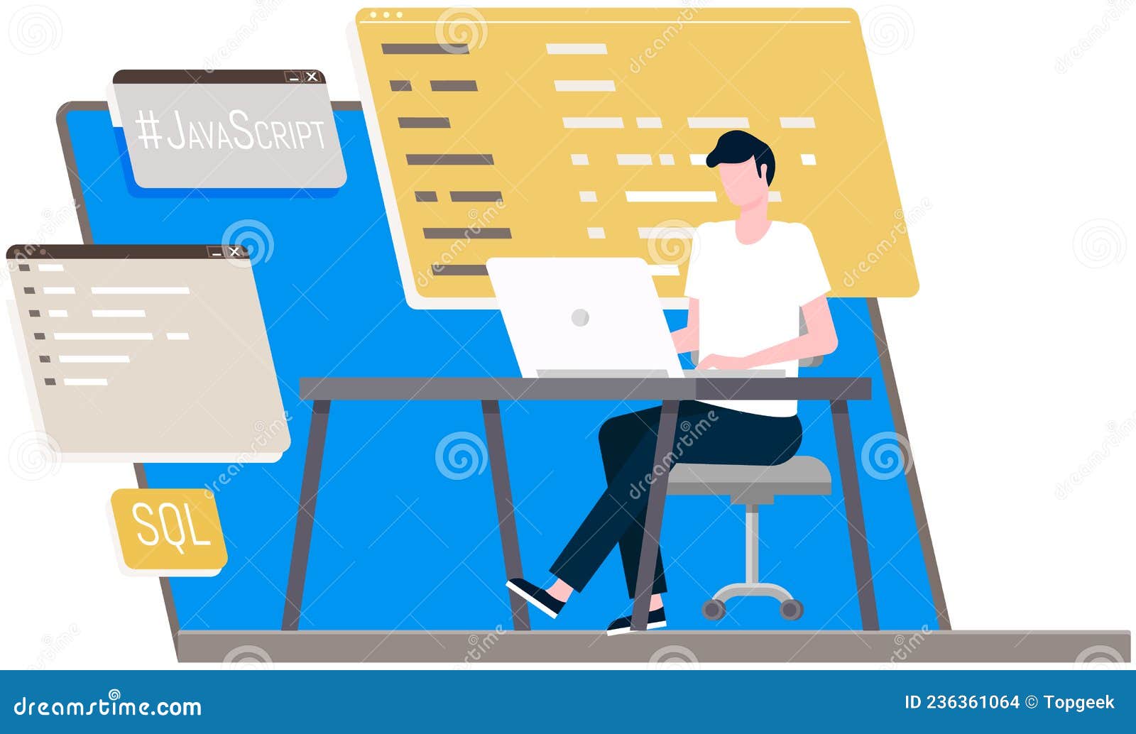 Programmer Engineering and Coding. Set of Programmers Working on Web Development on Computers ...