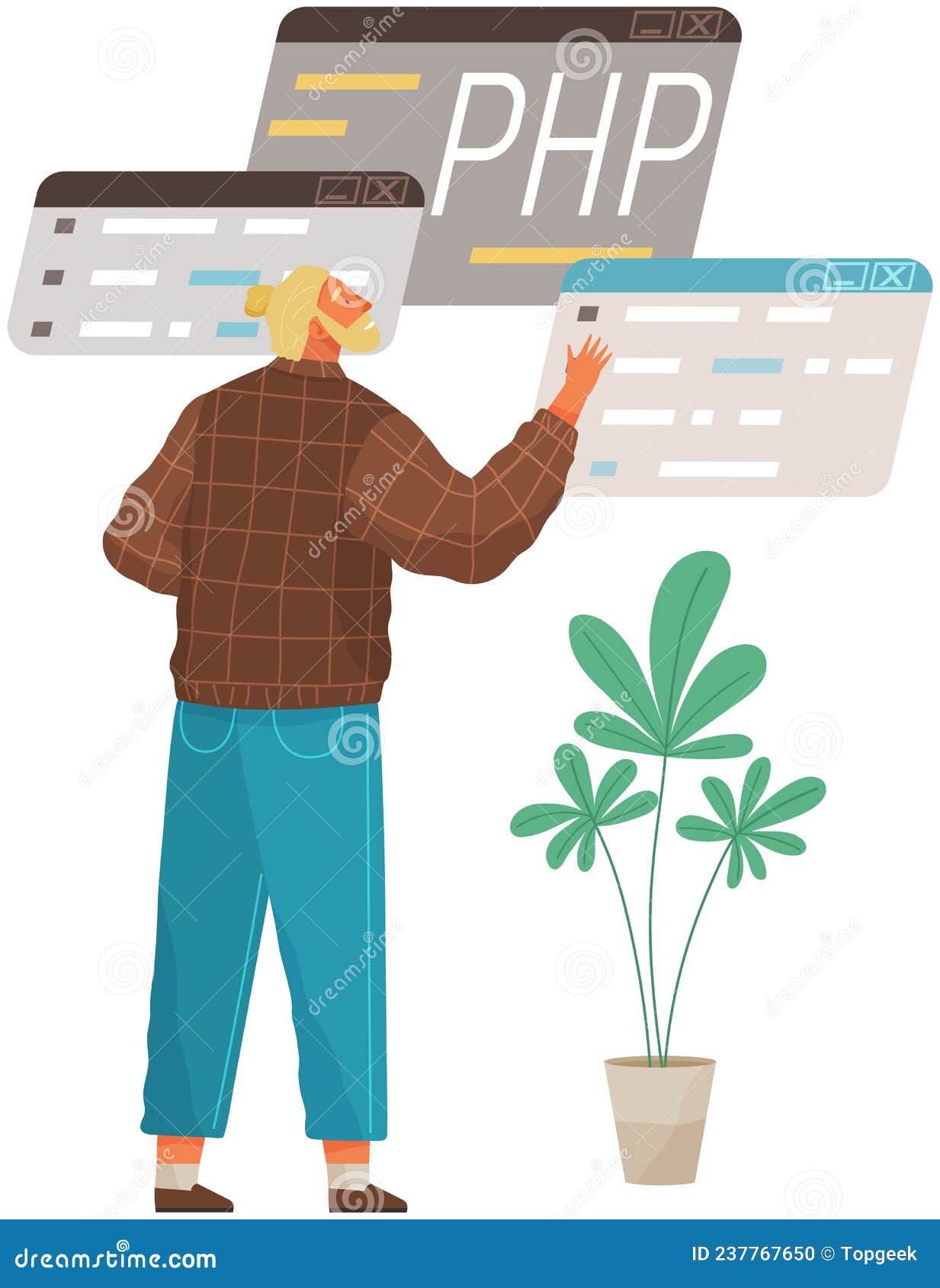 Programmer Engineering and Coding. Set of Programmers Working on Web Development on Computers ...