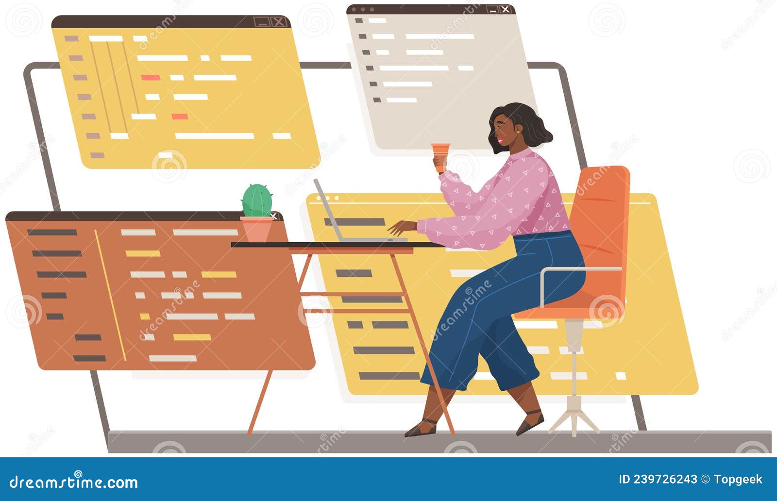 Programmer Engineering and Coding. Set of Programmers Working on Web Development on Computers ...