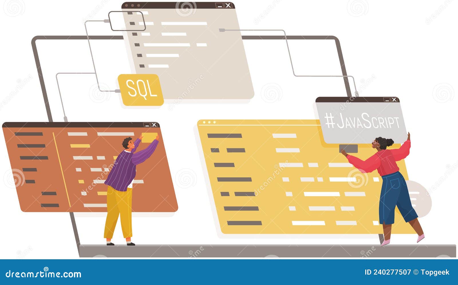 Programmer Engineering and Coding. Set of Programmers Working on Web ...