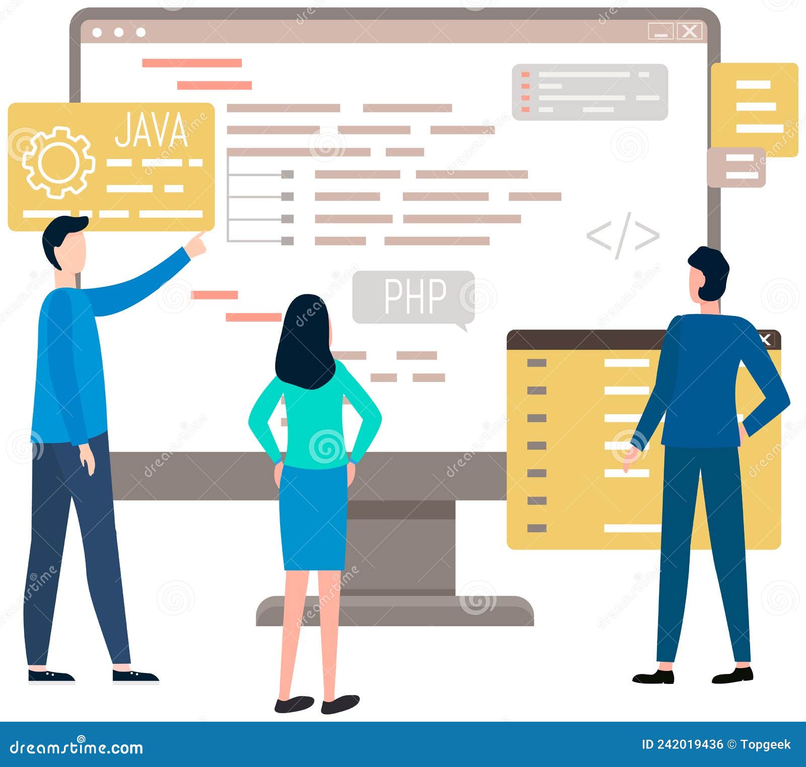 Programmer Engineering and Coding. Set of Programmers Working on Web Development on Computers ...