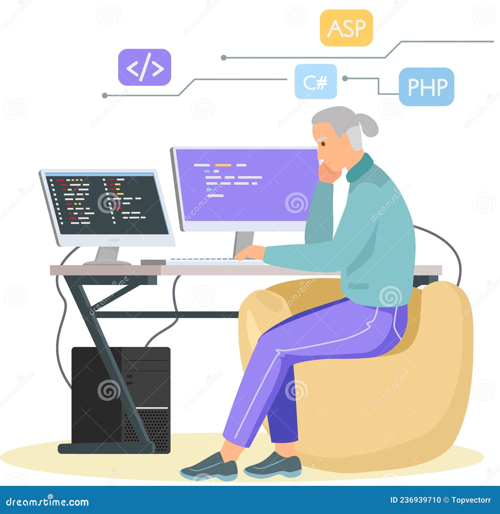 Programmer Engineering and Coding. Programmer Working on Web Development on Computers Stock ...