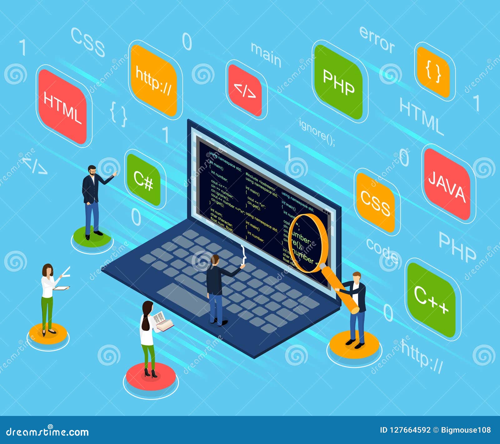 Programmer and Engineering Concept 3d Isometric View. Vector Stock ...