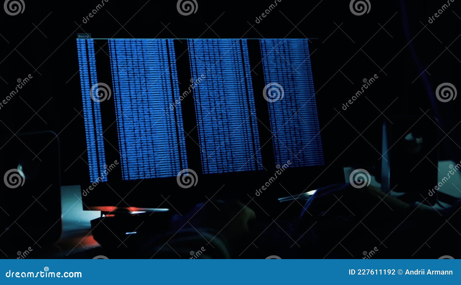 The Programmer Enters the Settings. a Male Hacker is Hacking into ...