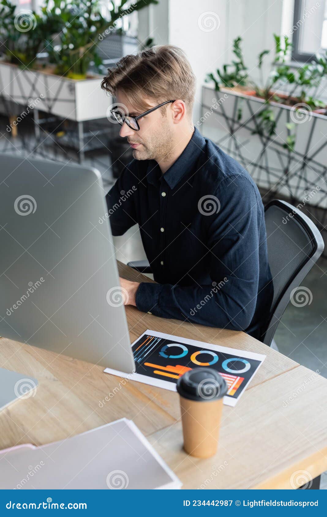 Programmer in Eyeglasses Using Computer Near Stock Image - Image of device, network: 234442987