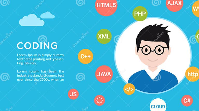 Programmer Flat Design Graphic Illustration. Computer Geek Programming ... Programmer Flat Design Graphic Illustration. Computer Geek Programming ...