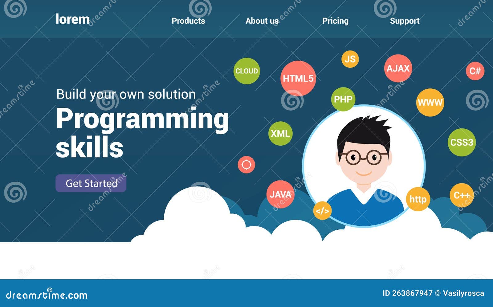 Programmer Flat Design Graphic Illustration Computer Geek Programming