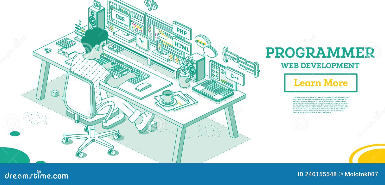 An Developer Sit In Chair Working On Computer Create Website ...