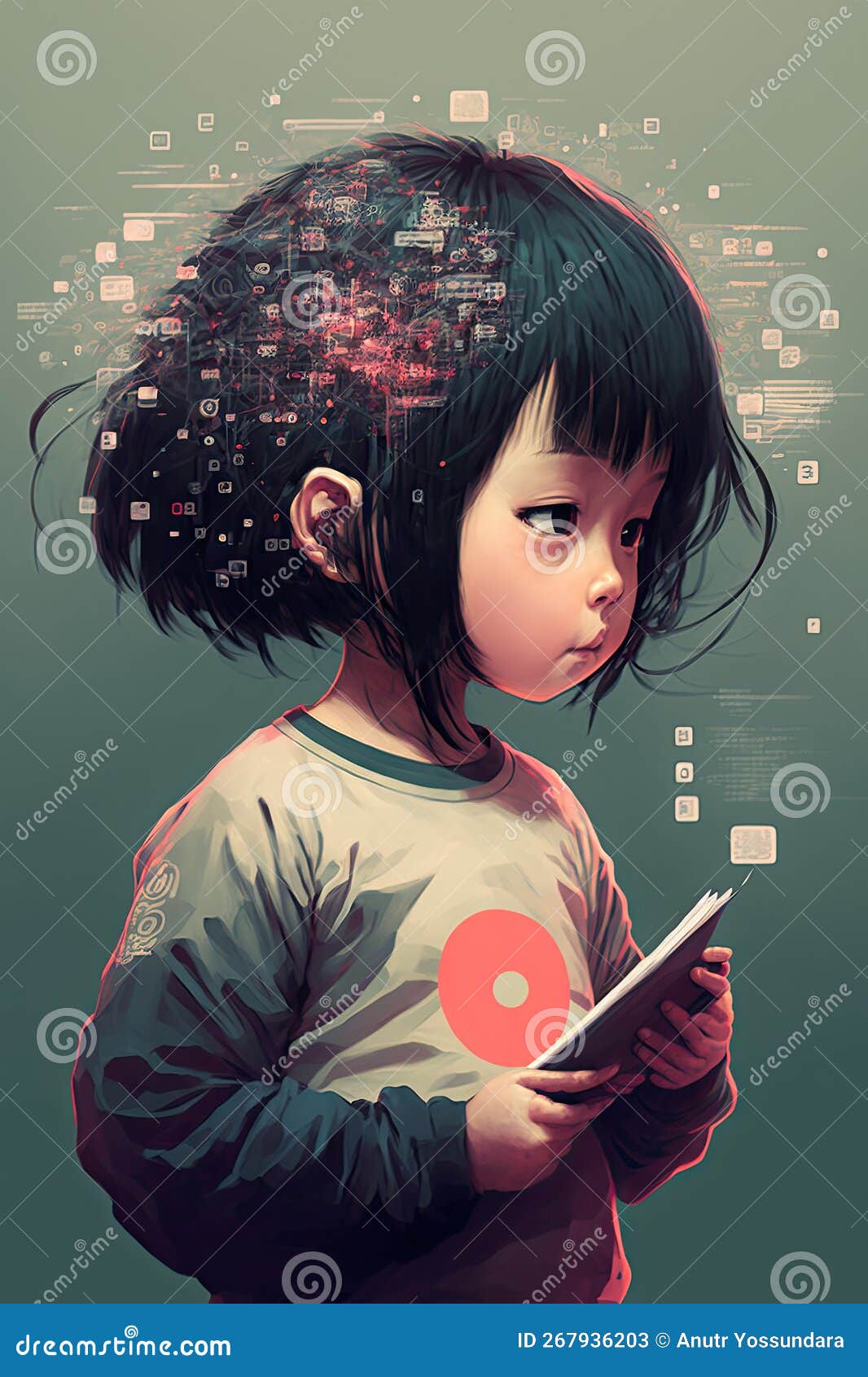 Programmer Girl with Floating Hologram Idea for Technology Educational ...