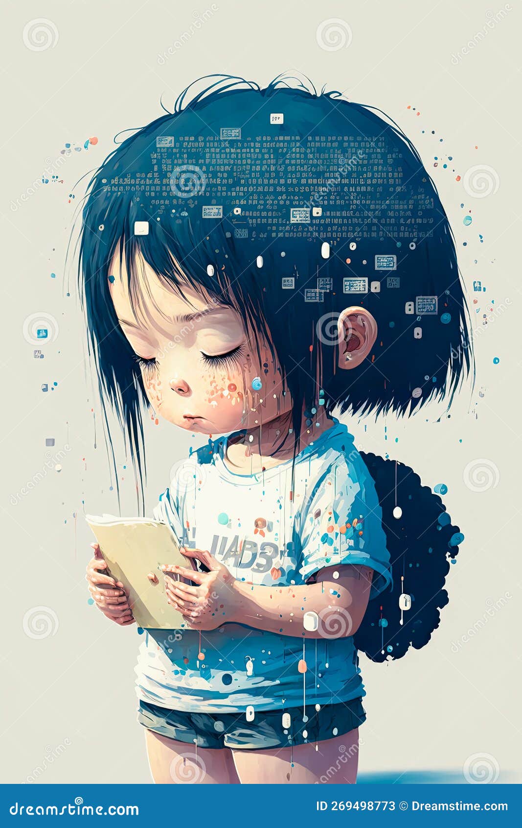 Programmer Girl with Floating Hologram Idea for Technology Educational ...