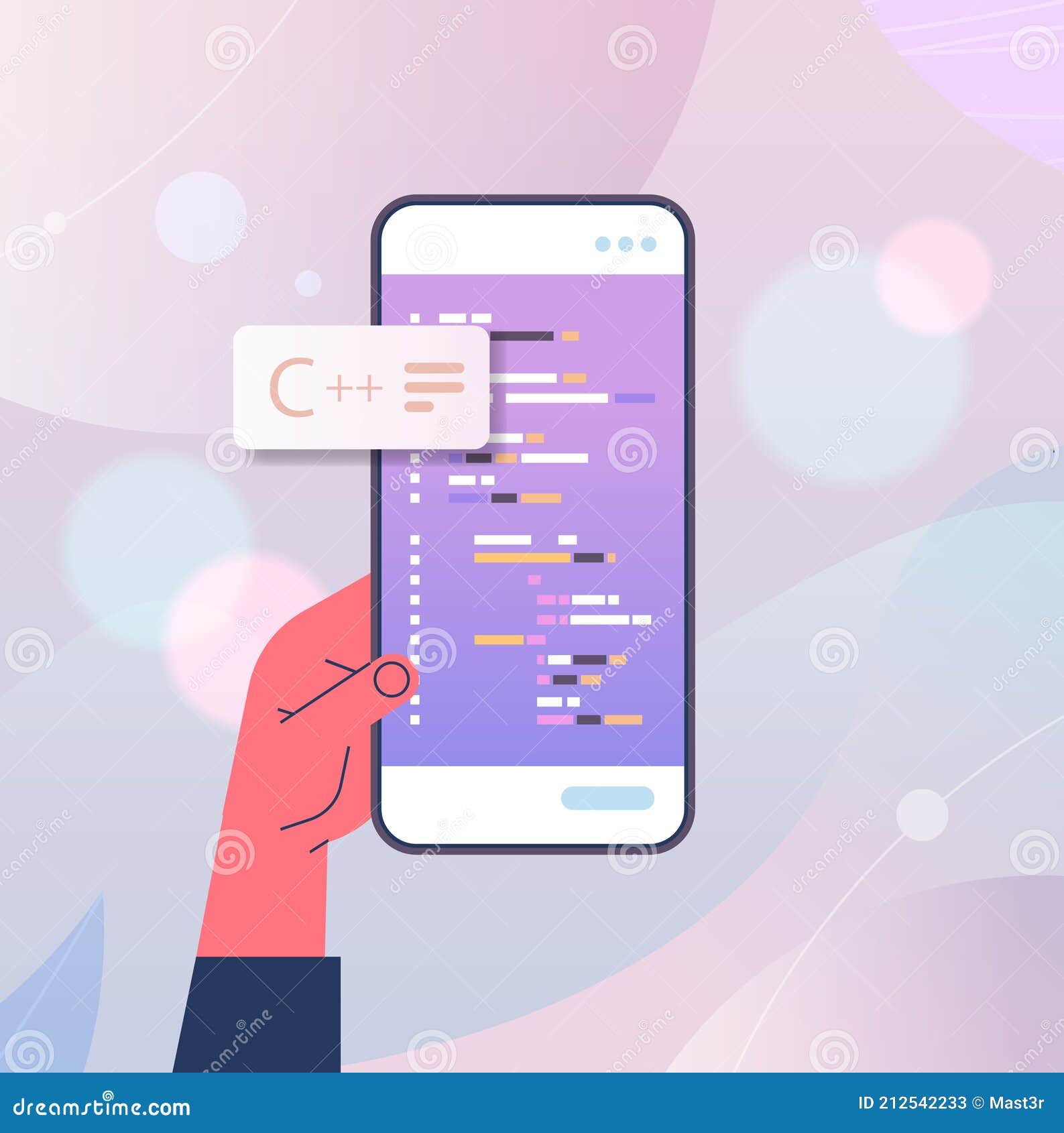 Programmer Hand Writing Code for Mobile App on Smartphone Screen Engineering Software Stock ...