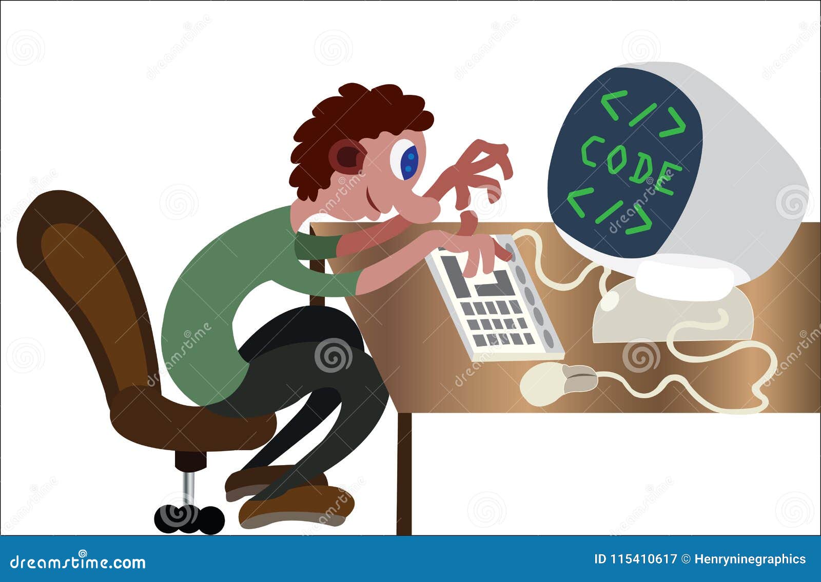 Programmer on his PC stock vector. Illustration of antivirus - 115410617