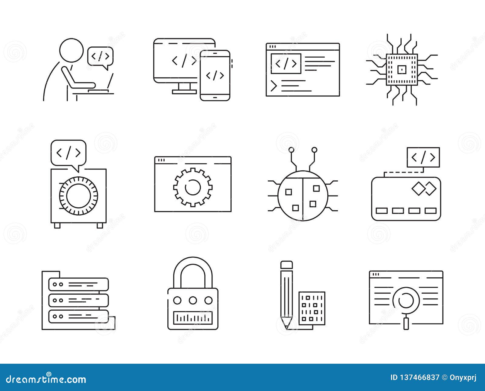 Programmer Icon Coder Web Dev Worker Bug Fixes Nodes Qa System Testing Engineering Vector Thin