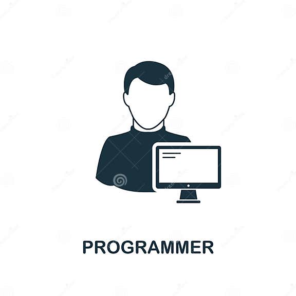 Programmer Icon. Monochrome Style Design from Professions Icon ...