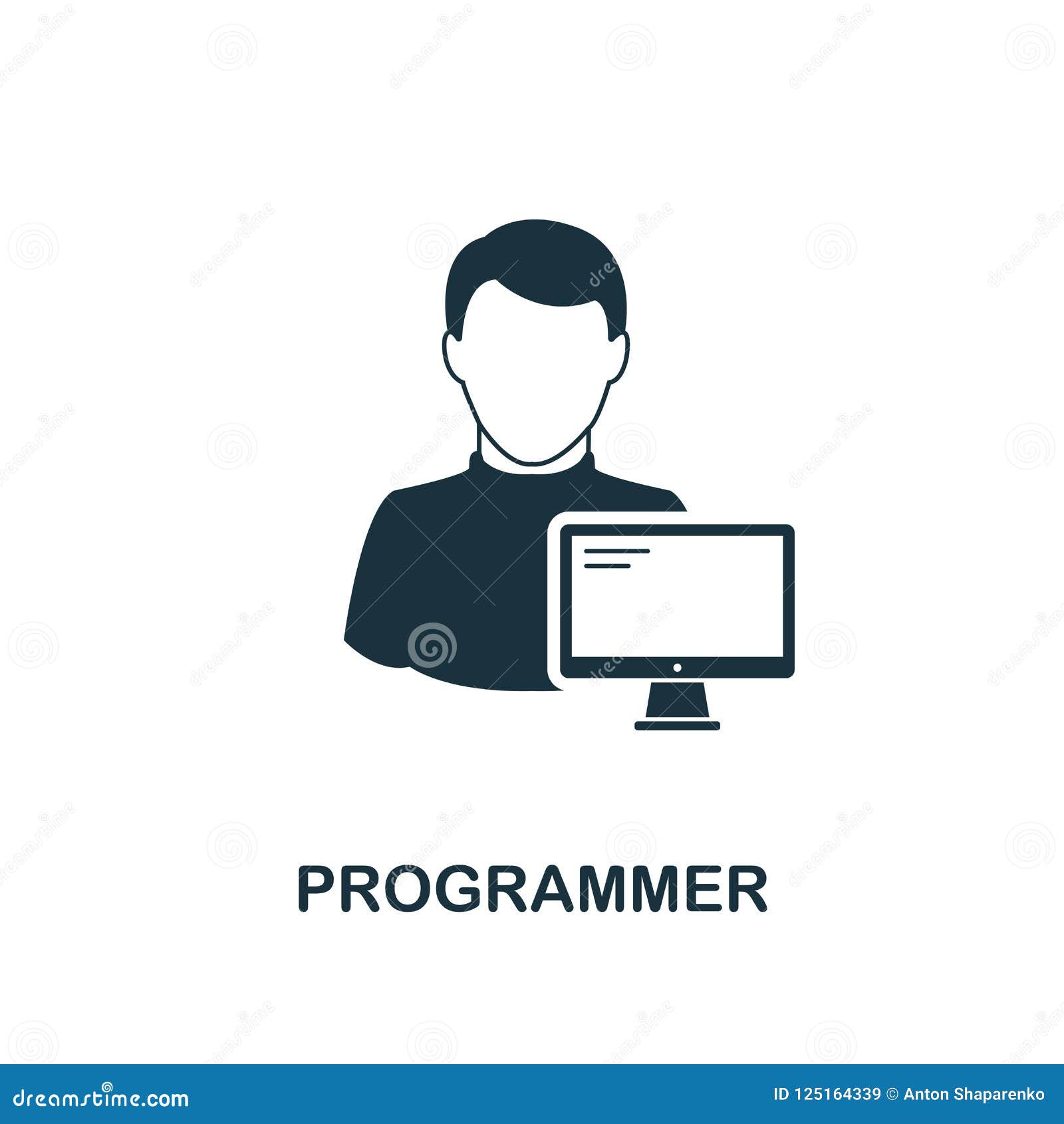 Programmer Icon. Monochrome Style Design from Professions Icon Collection. UI. Pixel Perfect ...