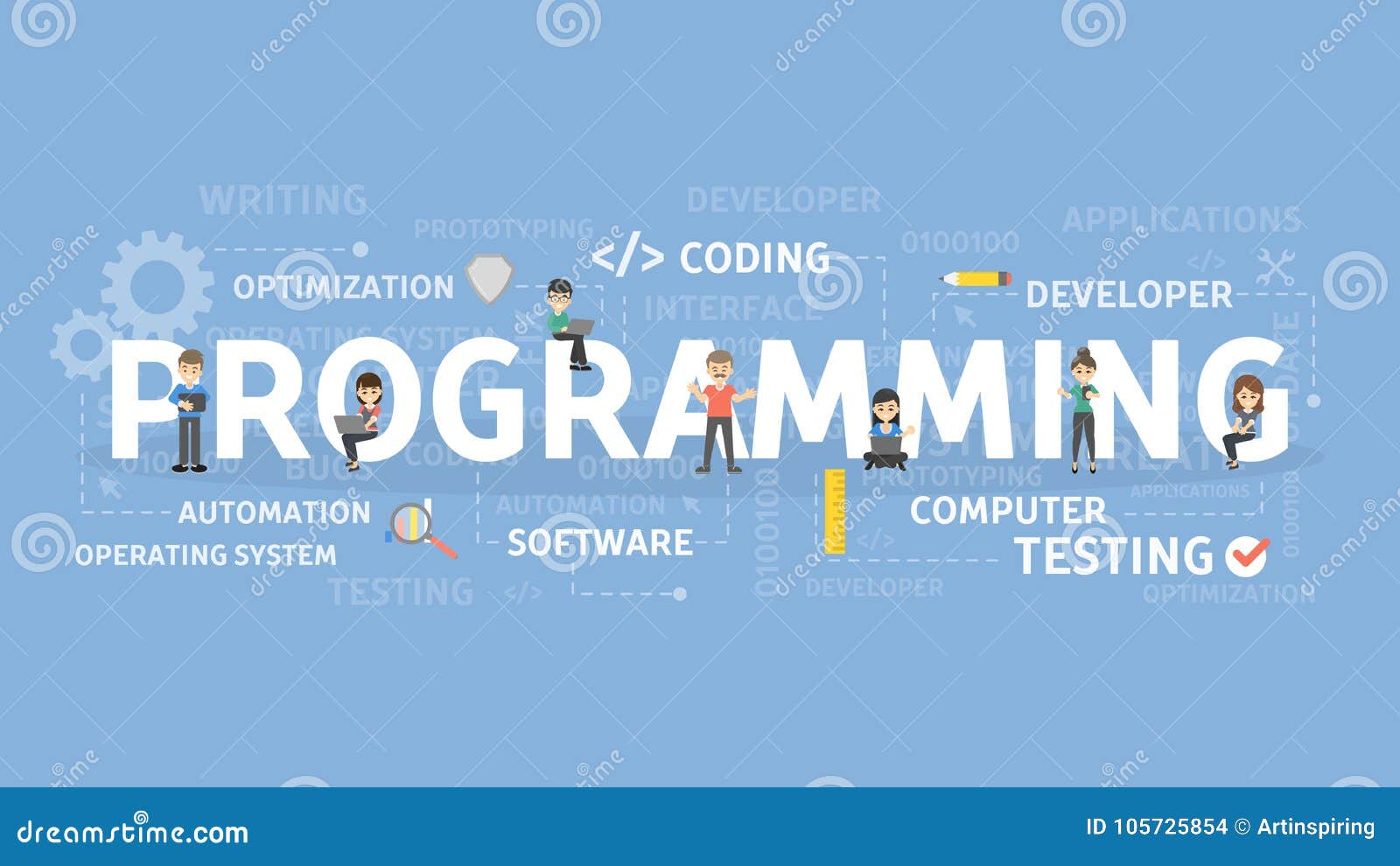 Programmer Illustration Concept. Stock Vector - Illustration of happy ...