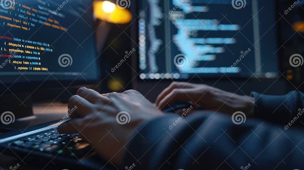 Programmer Immersed in Late Night Coding Session AIG41 Stock Photo - Image of late, programming ...
