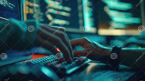 Programmer Immersed in Late Night Coding Session AIG41 Stock Photo - Image of digital, java ...