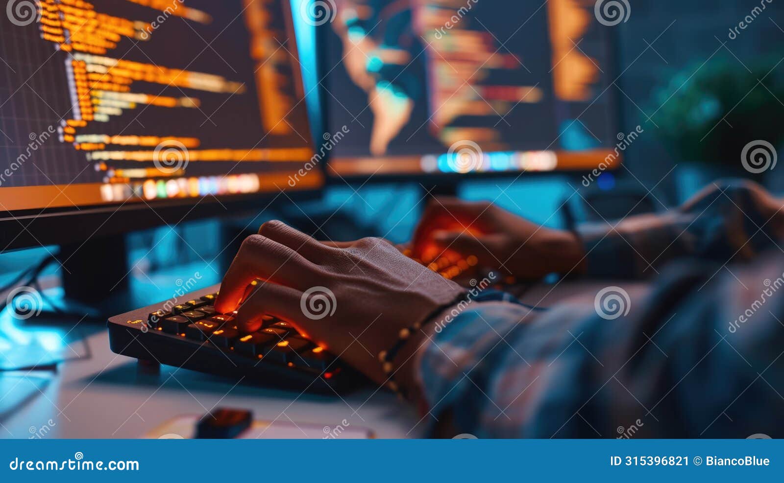 Programmer Immersed In Late Night Coding Session Aig41 Stock Image Image Of Java Computer