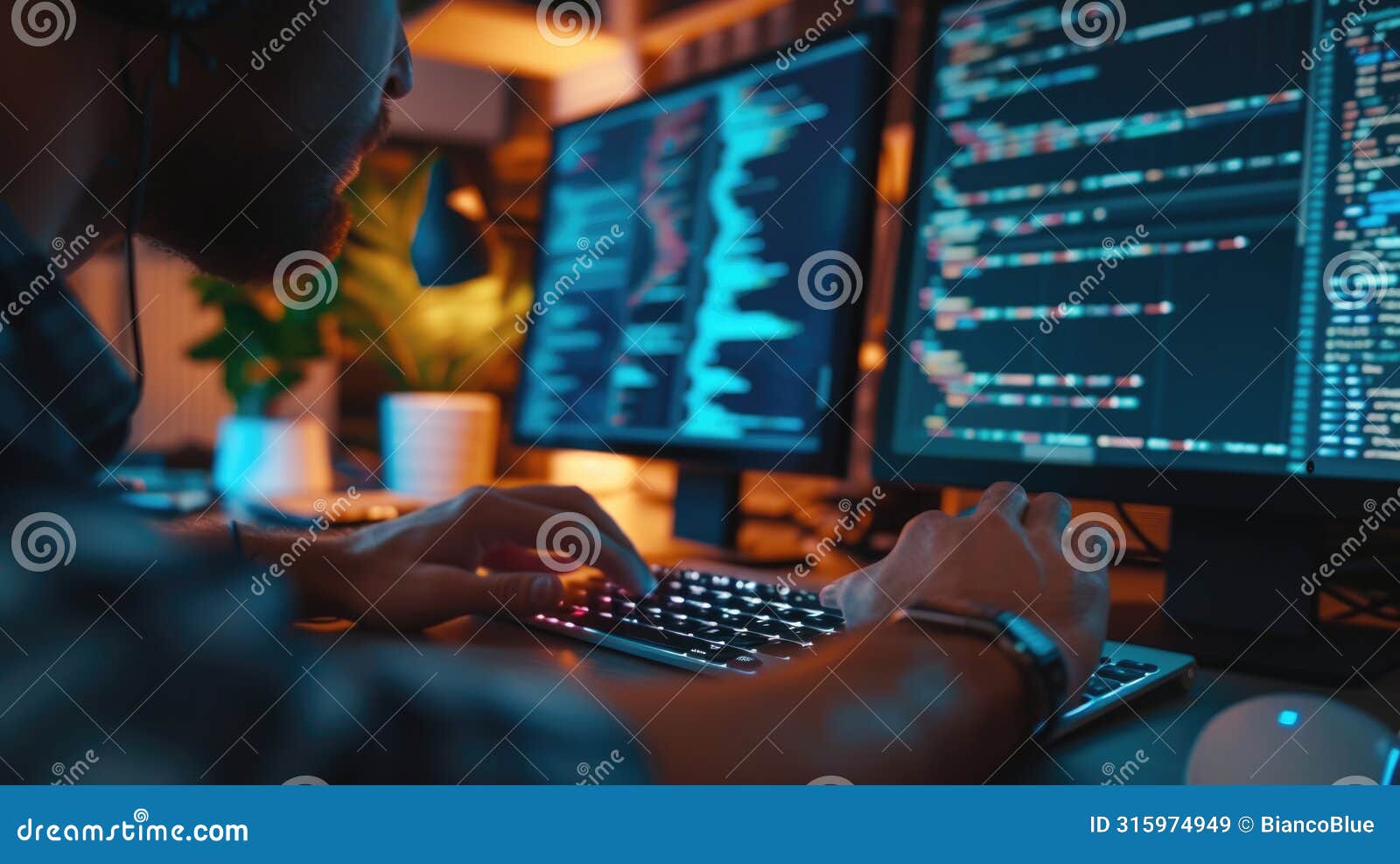 Programmer Immersed in Late Night Coding Session AIG41 Stock Illustration - Illustration of ...