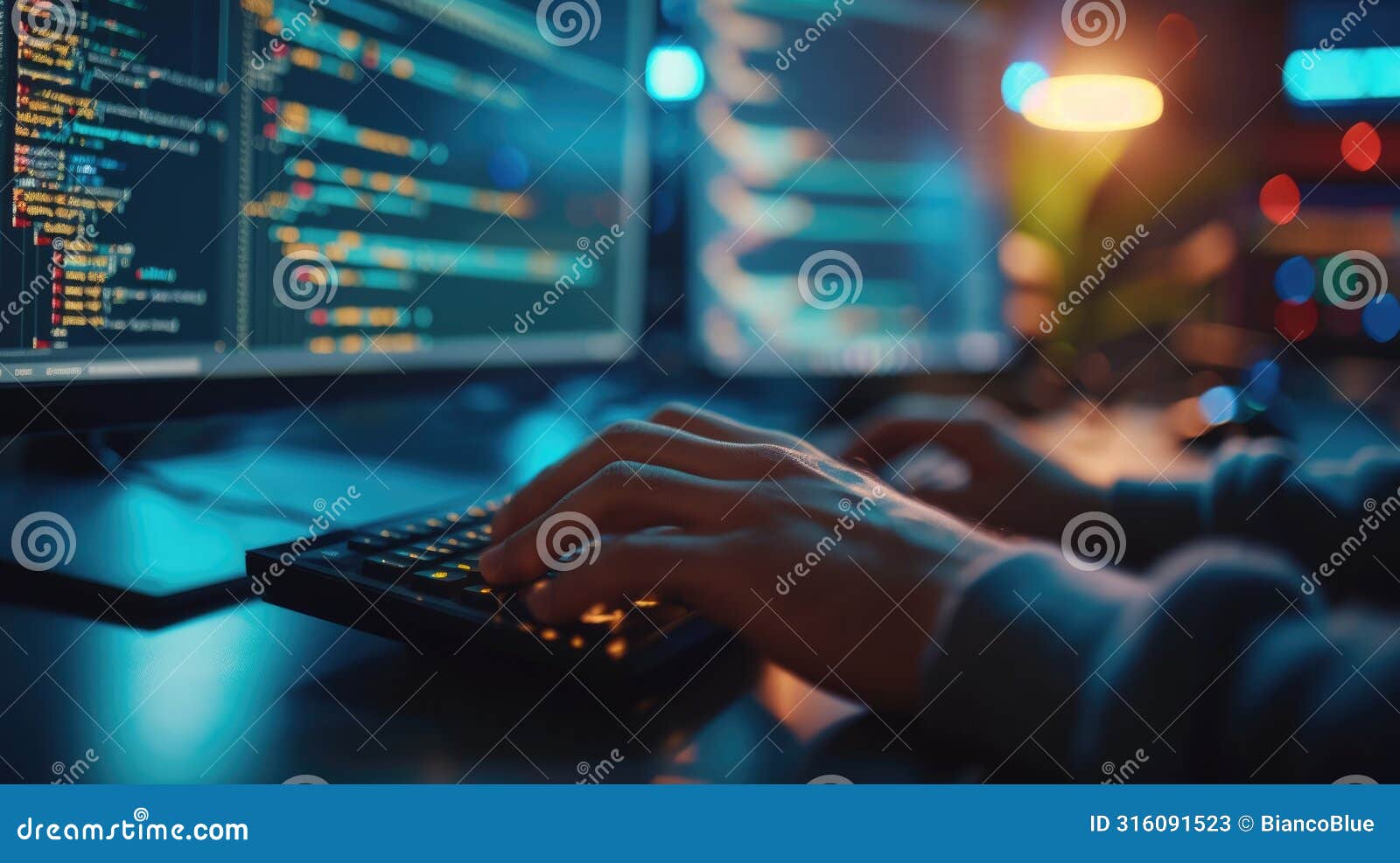 Programmer Immersed in Late Night Coding Session AIG41 Stock Image - Image of backend, session ...