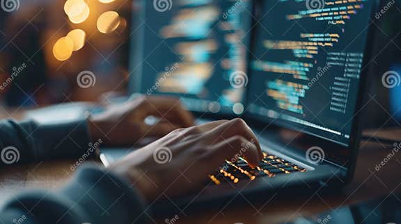Programmer Immersed in Late Night Coding Session AIG41 Stock Image - Image of java, keyboard ...