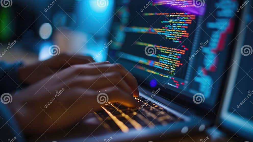 Programmer Immersed in Late Night Coding Session AIG41 Stock Illustration - Illustration of ...