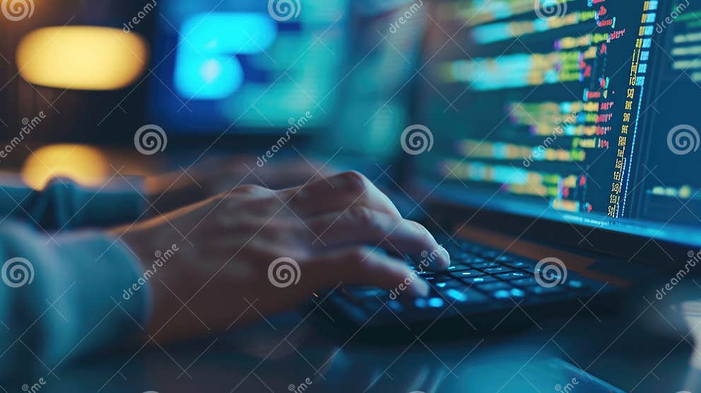 Programmer Immersed in Late Night Coding Session AIG41 Stock Photo - Image of coding, programmer ...