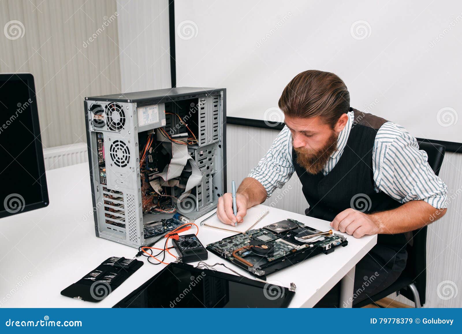Programmer Inventorying of Electronic Equipment Stock Image - Image of ...