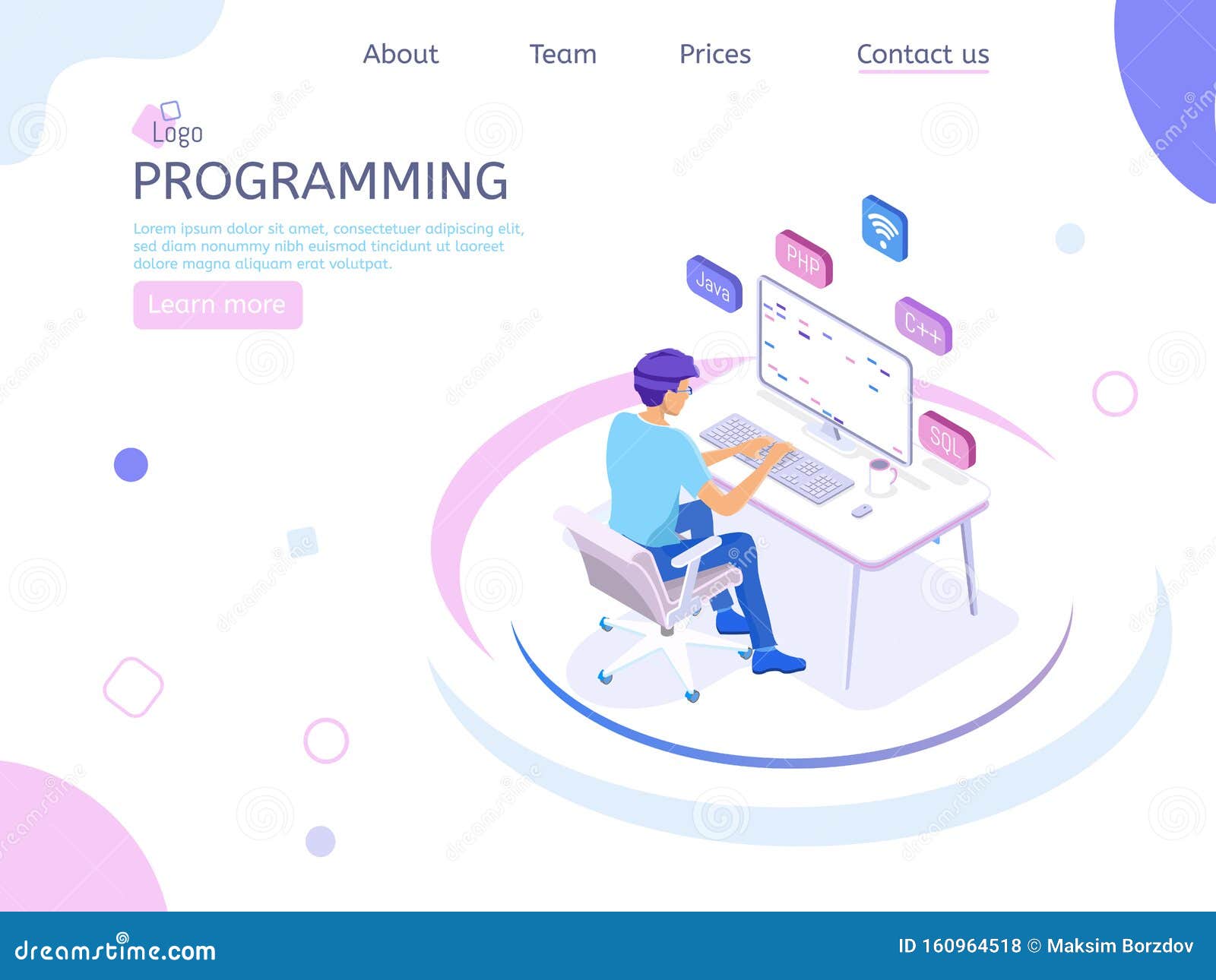 Programmer Isometric Character Programming Concept Web Engineer At Work Stock Vector