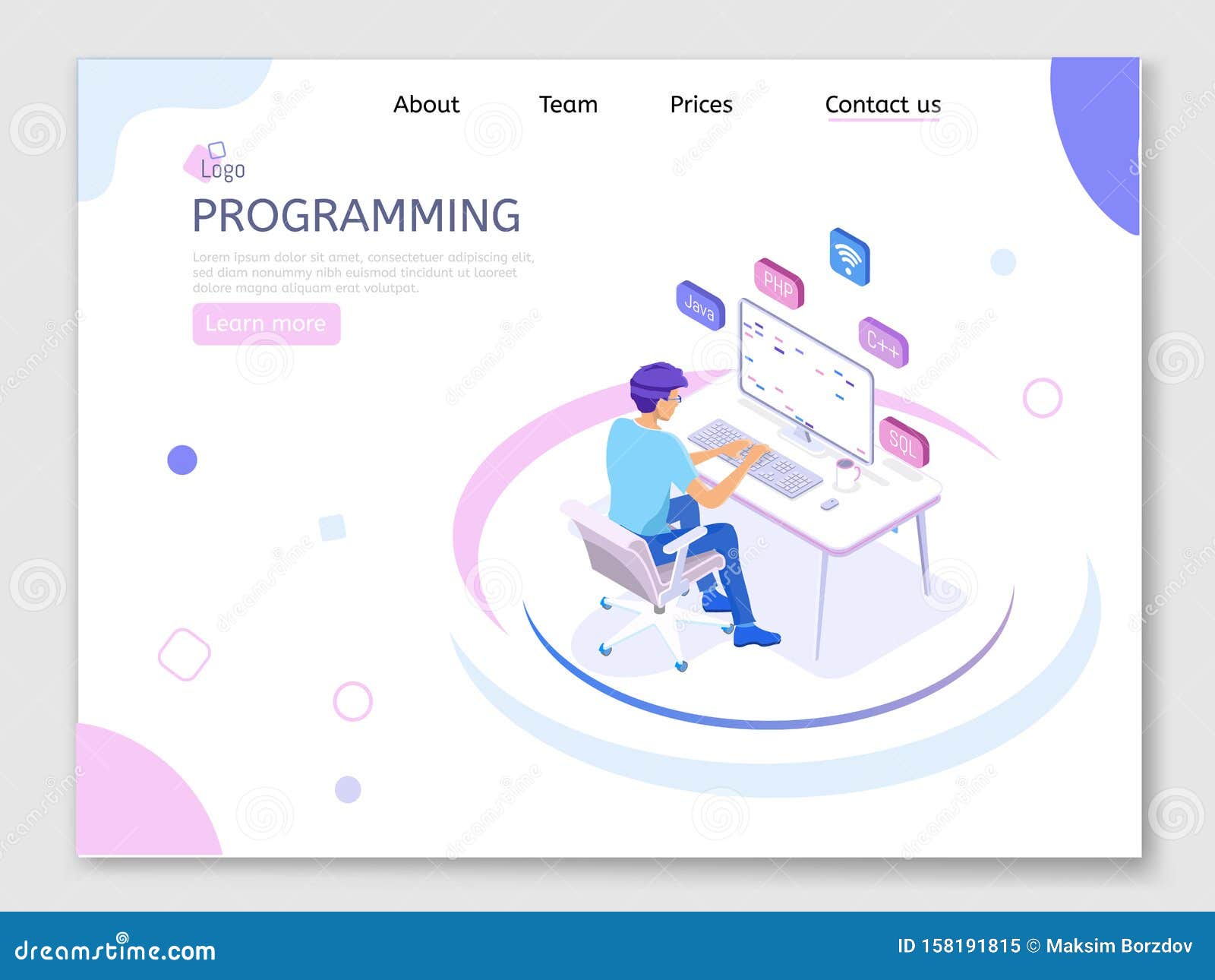 Programmer Isometric Character Programming Concept Web Engineer At Work Stock Vector