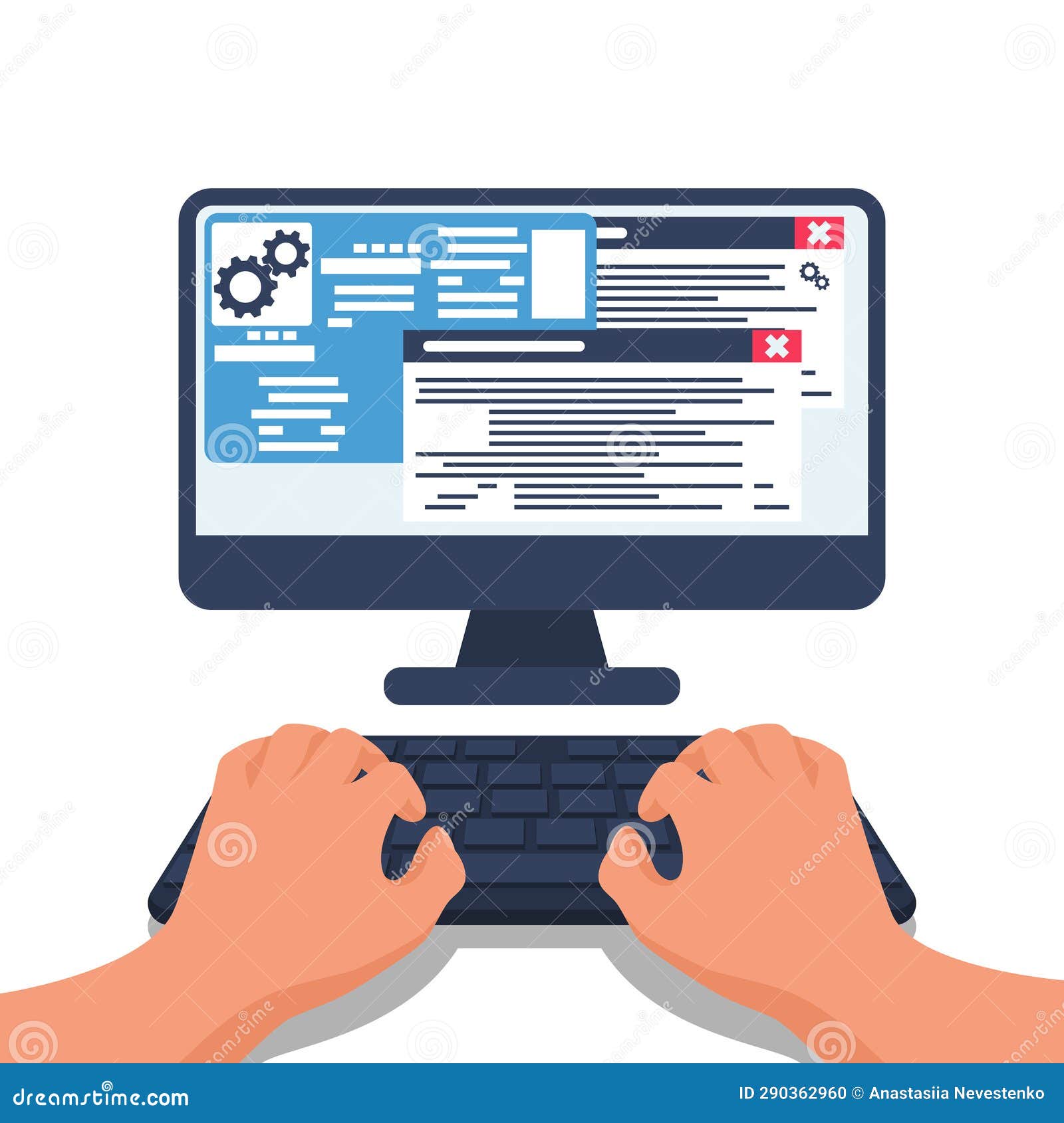 Programmer with Laptop Working on Program. Software Concept Stock Vector - Illustration of java ...