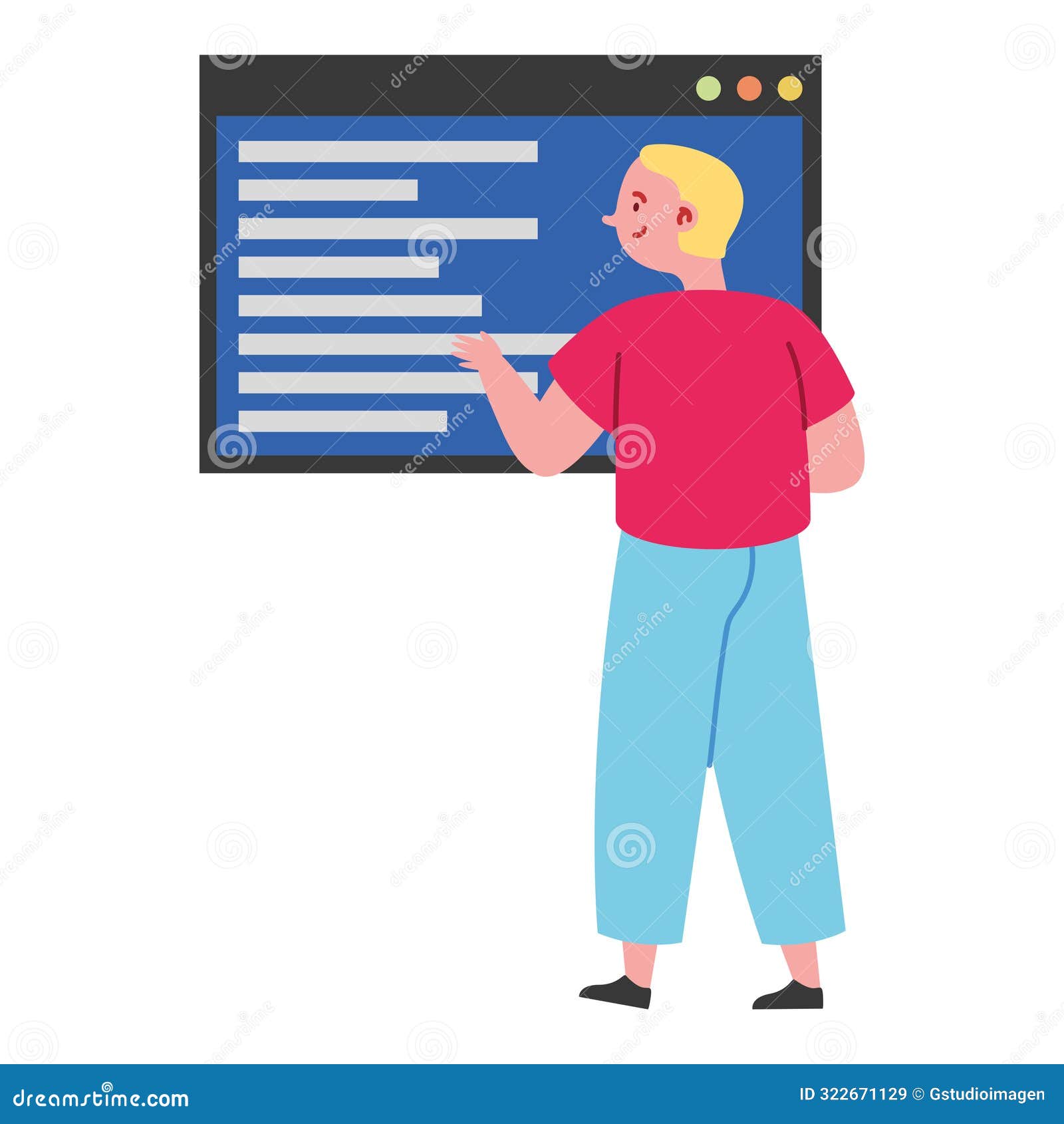 Programmer Man Coding And Correct Errors In Project Cartoon Vector 322671129
