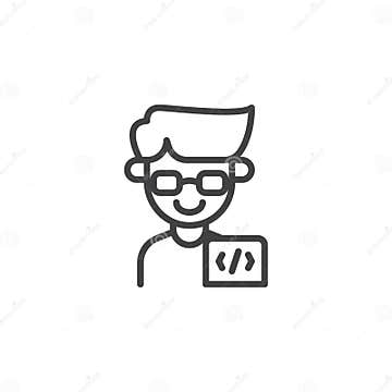 Programmer Man Outline Icon Stock Vector - Illustration of programmer ...